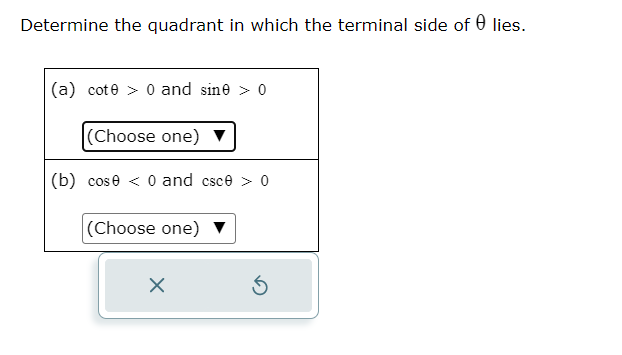 Solved Determine the quadrant in which the terminal side of | Chegg.com