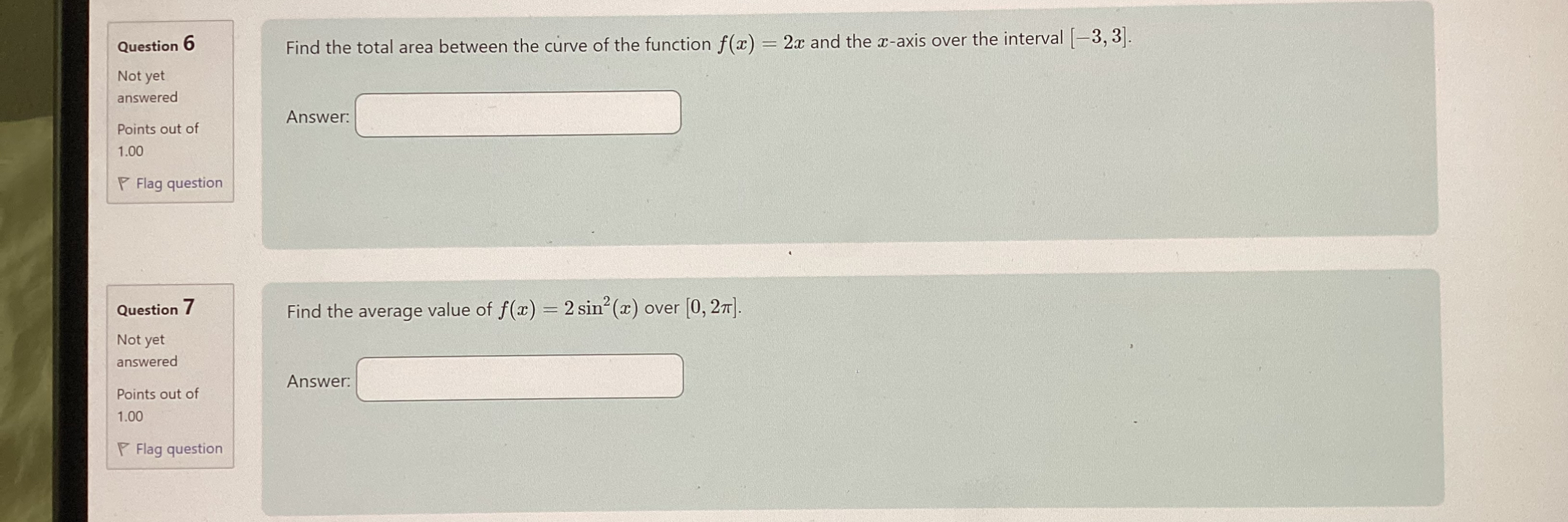 Solved Find the total area between the curve of the function | Chegg.com