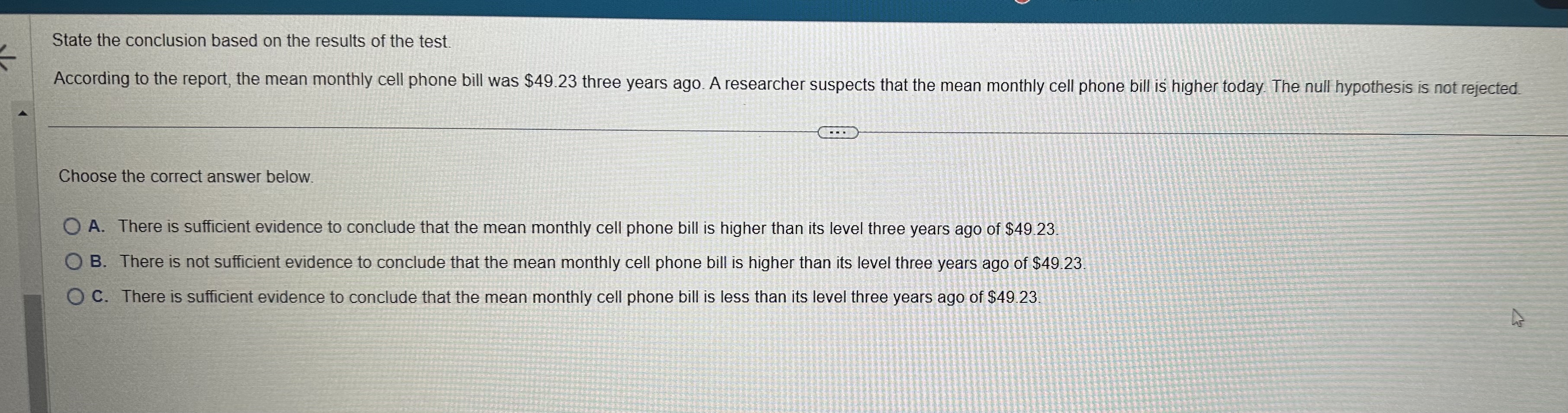 State the conclusion based on the results of the | Chegg.com