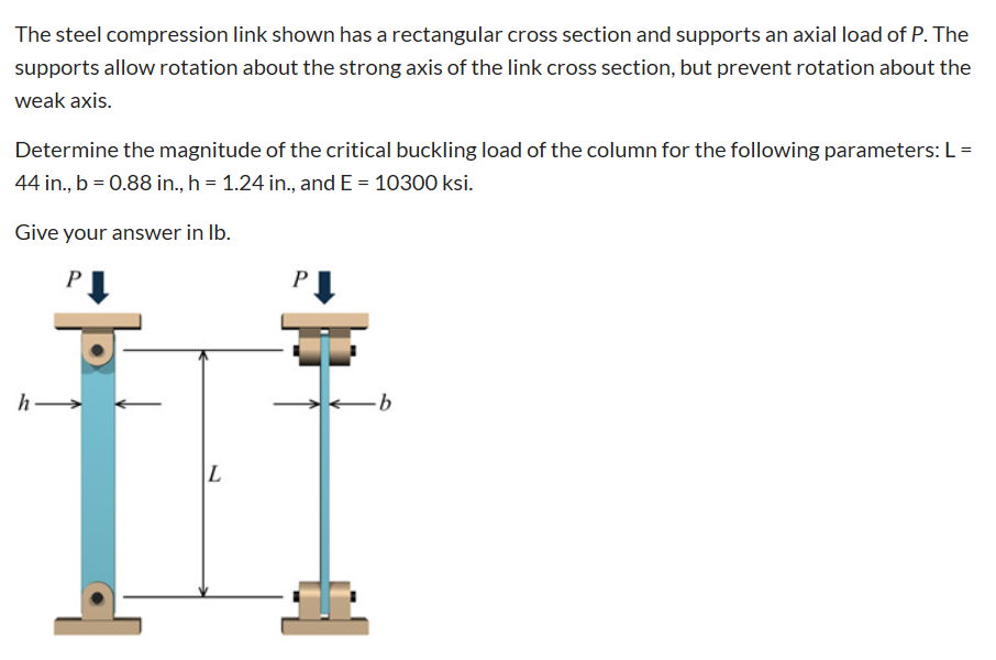 Solved The steel compression link shown has a rectangular | Chegg.com