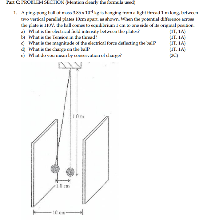 Solved Part C: PROBLEM SECTION (Mention clearly the formula | Chegg.com
