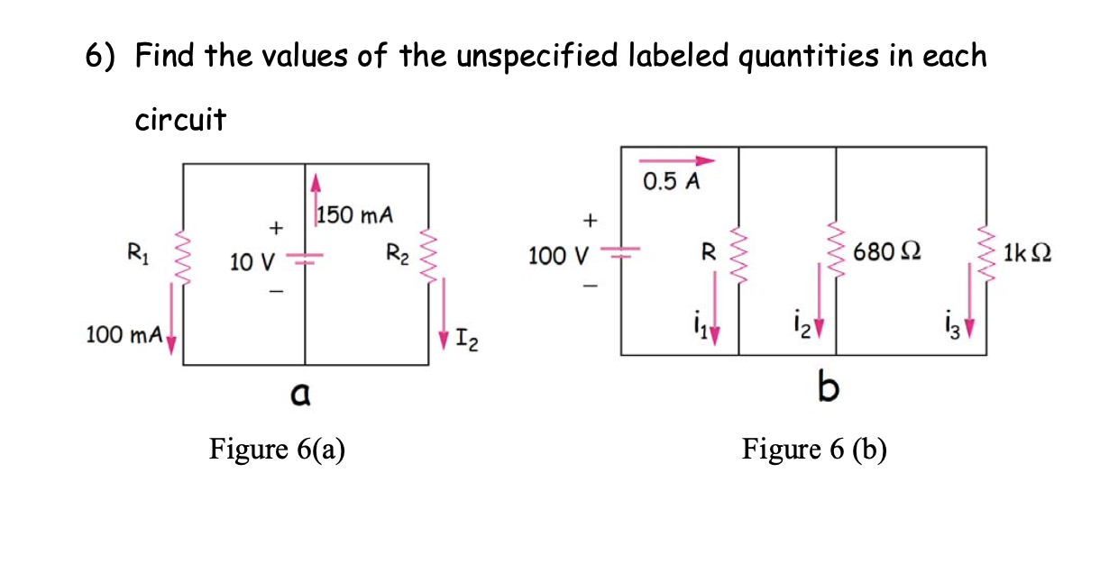 Solved 6) Find the values of the unspecified labeled | Chegg.com