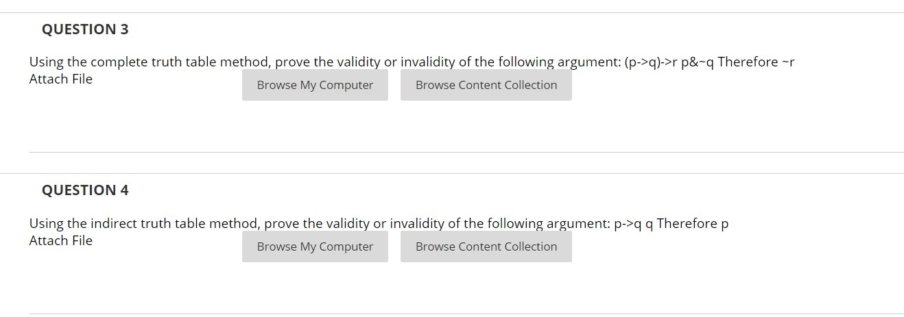 Solved QUESTION 3 Using the complete truth table method, | Chegg.com
