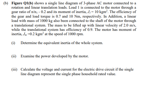 Solved b) Figure Q1(b) shows a single line diagram of | Chegg.com