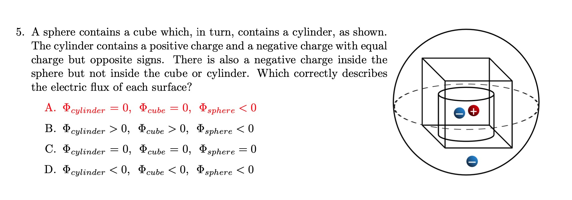 Solved 5. A sphere contains a cube which, in turn, contains | Chegg.com