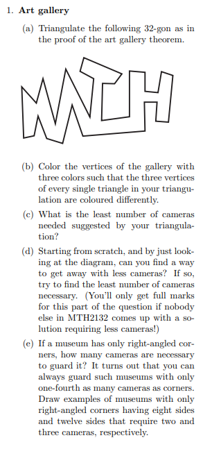 1. Art gallery (a) Triangulate the following 32-gon | Chegg.com