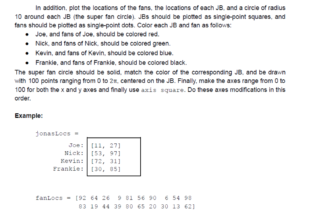 Function Name: jonasBrothers Inputs: 1. (struct) 1x1 | Chegg.com