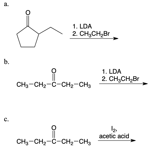 Solved a. 1. LDA 2. CH2CH2Br b. см,-сон, -ен-е 1. LDA 2. | Chegg.com