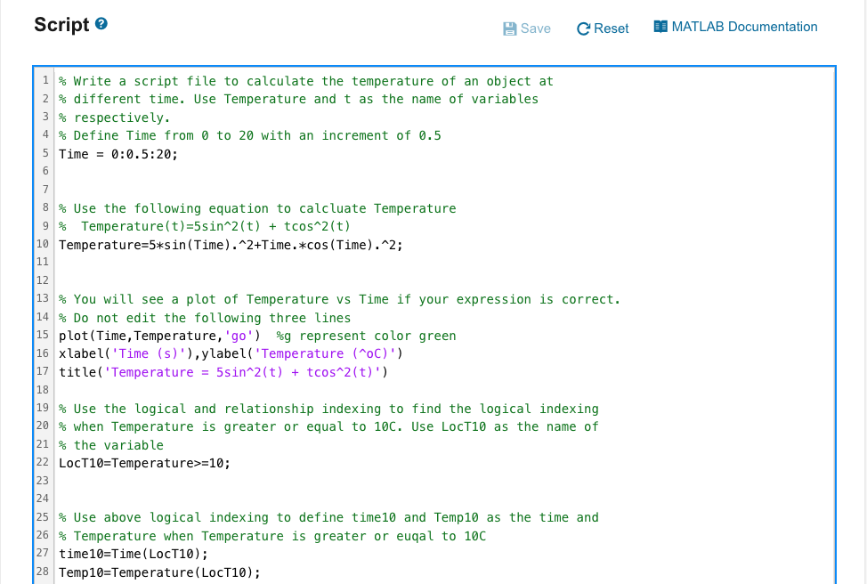 Solved Print a formatted Table Write a script file to | Chegg.com