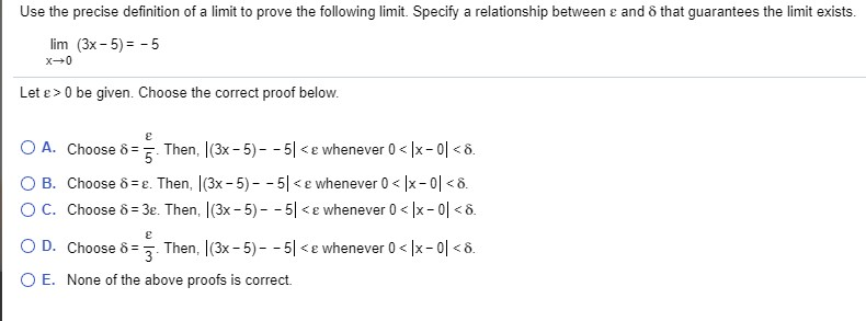 Solved Use the precise definition of a limit to prove the | Chegg.com Solved Use the precise definition of a limit to prove the | Chegg.com