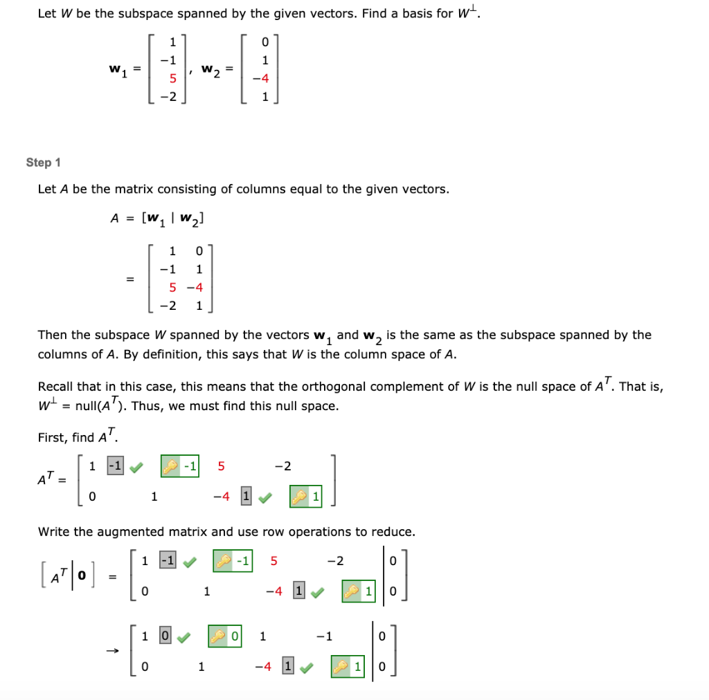 Solved Let W be the subspace spanned by the given vectors. | Chegg.com