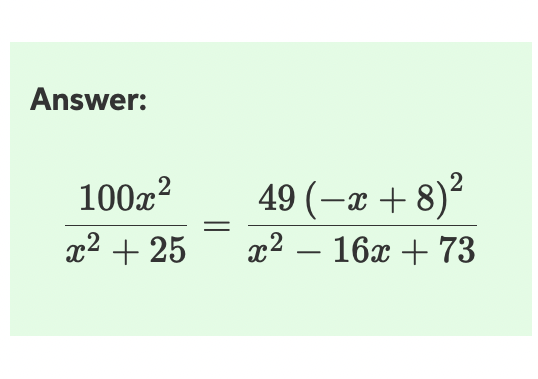 Solved Answer: 100x2 x2 + 25 49 (–2 + 8) 22 – 16x + 73 - | Chegg.com