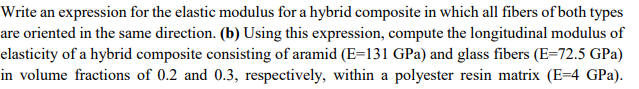 Solved Write an expression for the elastic modulus for a | Chegg.com