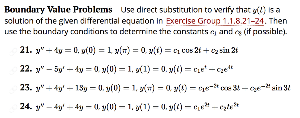 Solved Boundary Value Problems Use direct substitution to | Chegg.com