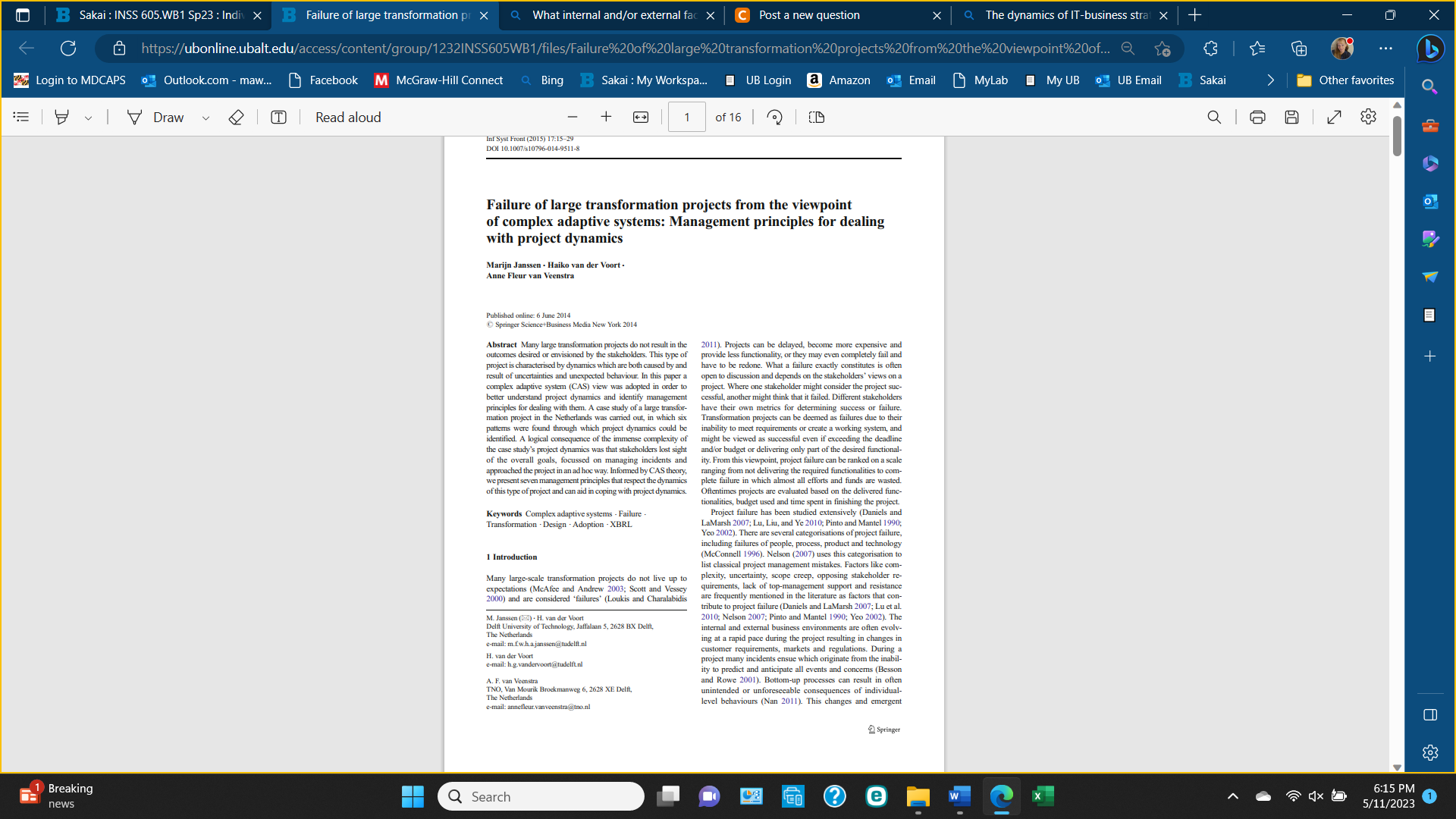 Solved Failure of large transformation projects from the | Chegg.com