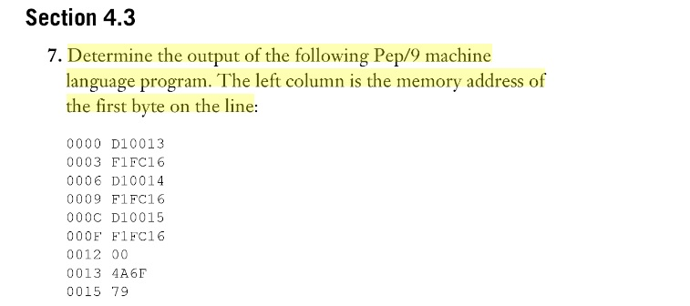 Solved Determine the output of the following Pep/9 machine | Chegg.com