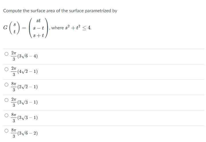 Solved Compute the surface area of the surface parametrized | Chegg.com