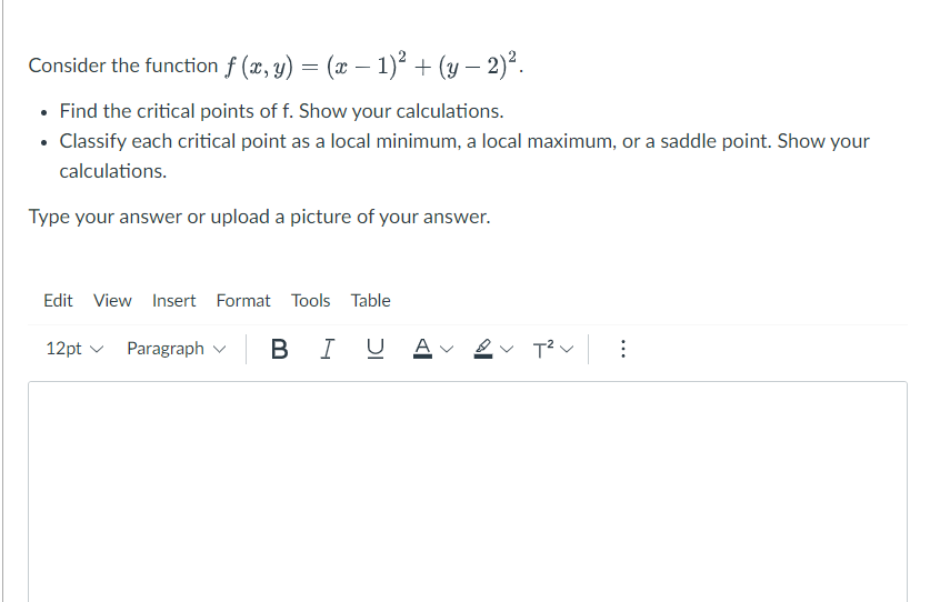 Solved Consider the function f(x,y)=(x−1)2+(y−2)2. - Find | Chegg.com