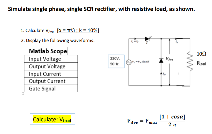 Solved Simulate single phase, single SCR rectifier, with | Chegg.com