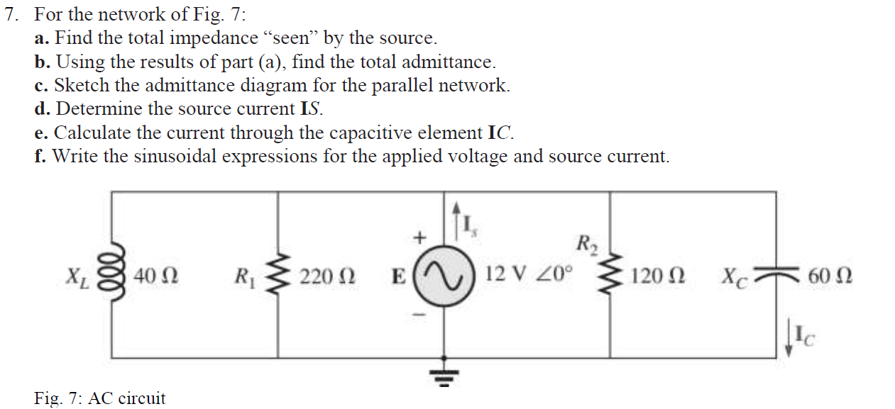 Solved 7. For the network of Fig. 7: a. Find the total | Chegg.com