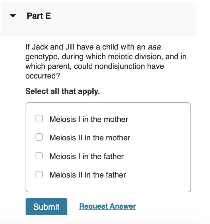 Solved Nondisjuction is a cell division error in which | Chegg.com