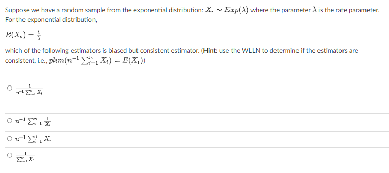 Solved Suppose we have a random sample from the exponential | Chegg.com