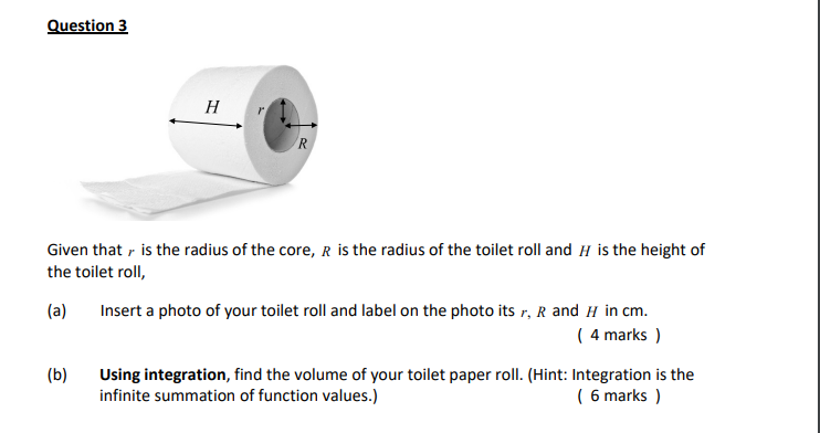 Solved Question 3 H R Given that r is the radius of the | Chegg.com