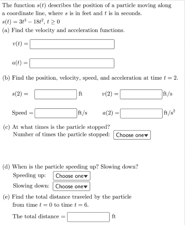 Solved The Function S T Describes The Position Of A