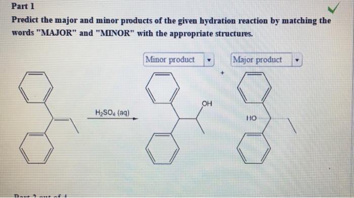 Solved Part 1 Predict the major and minor products of the | Chegg.com Solved Part 1 Predict the major and minor products of the | Chegg.com