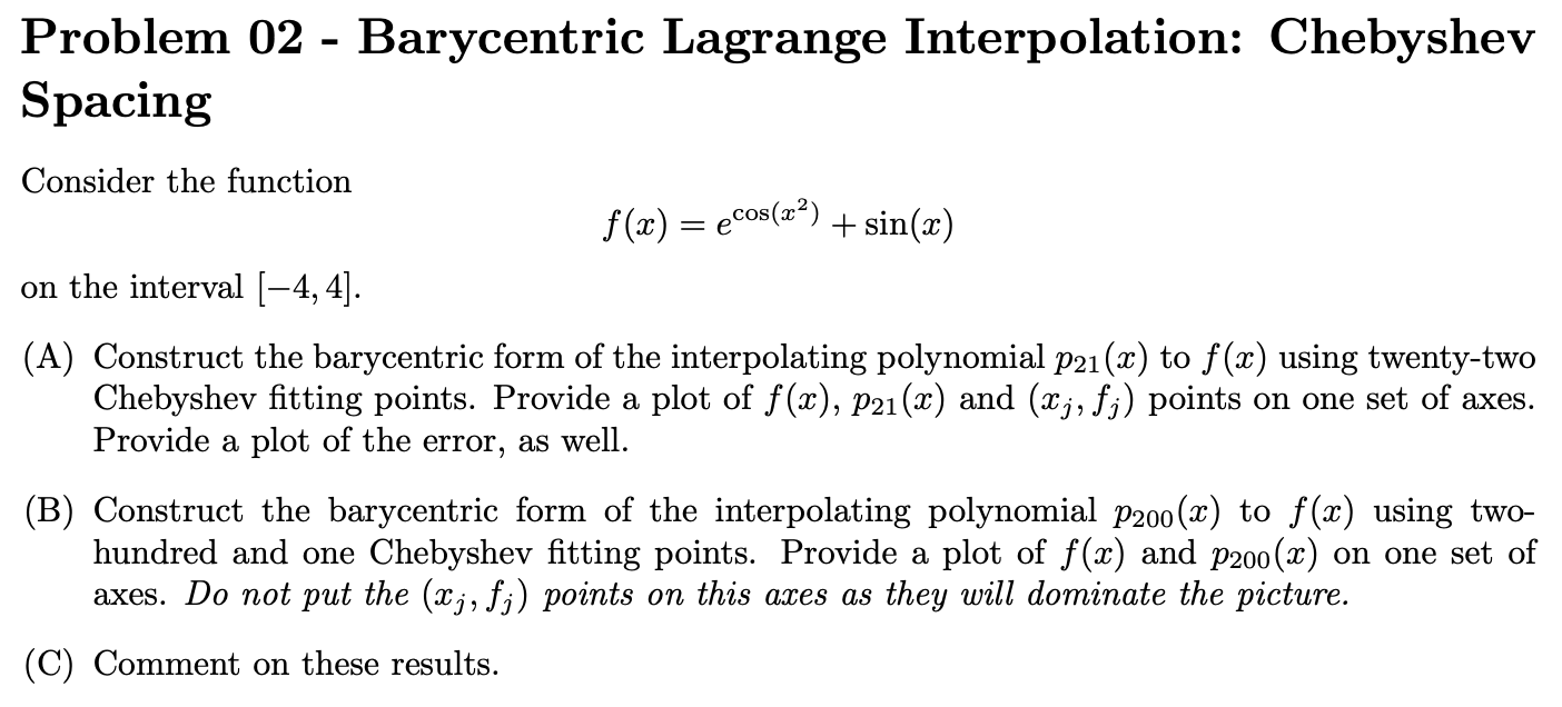 Problem 02 - Barycentric Lagrange Interpolation: | Chegg.com