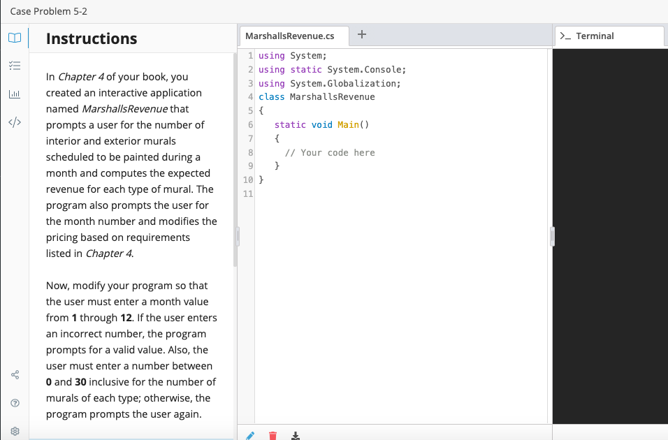 Solved Case Problem 5-2 Instructions >_ Terminal | Chegg.com