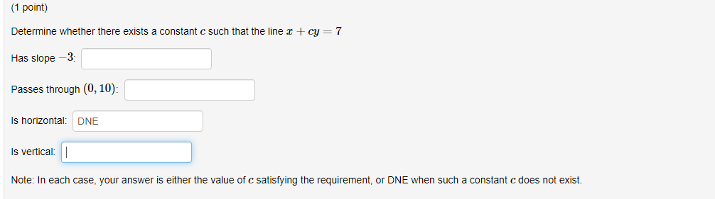 Solved (1 point) Determine whether there exists constant c | Chegg.com