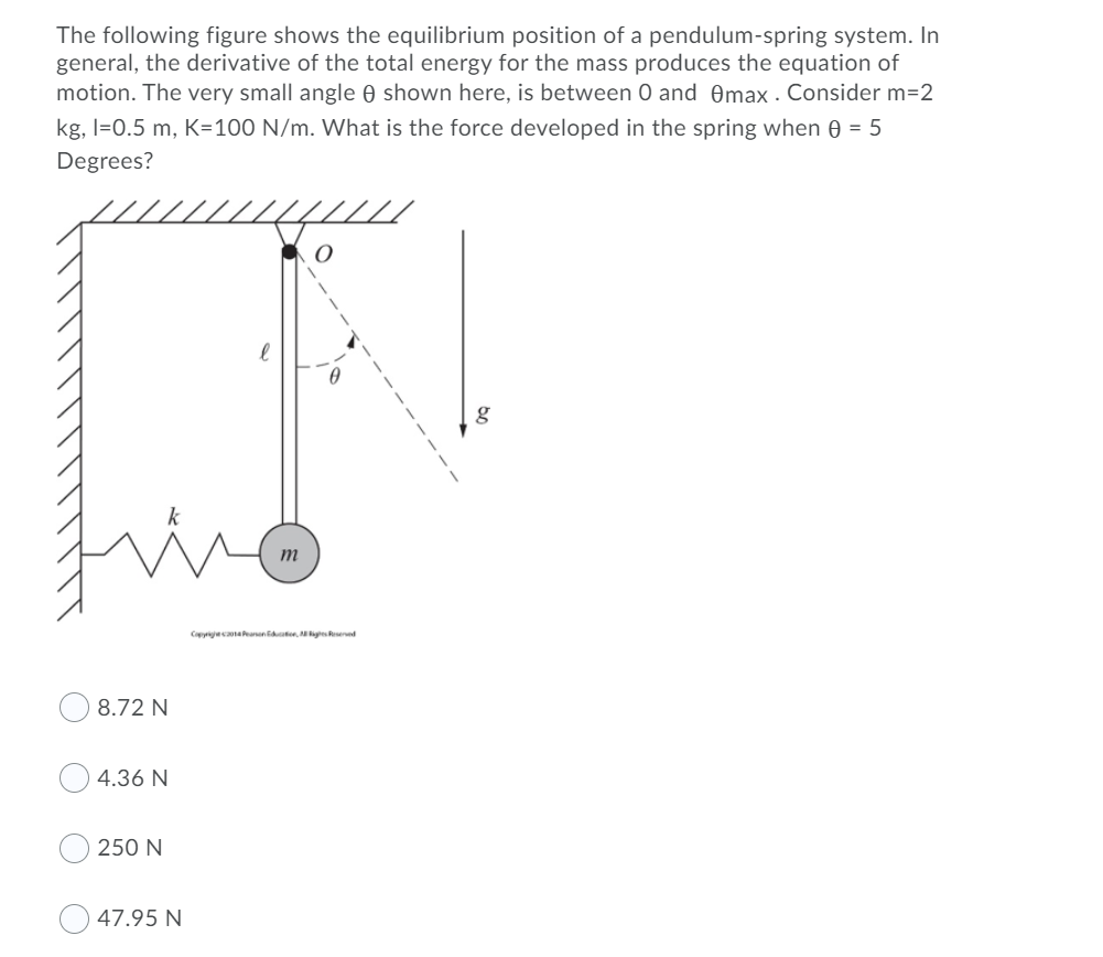 Solved The following figure shows the equilibrium position | Chegg.com