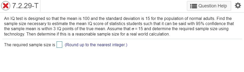 Solved X 7.2.29-T Question Help An IQ test is designed so | Chegg.com
