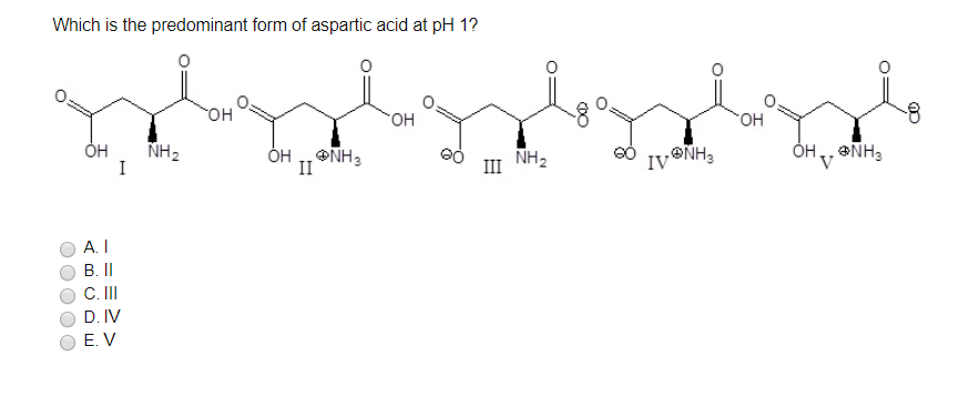 Solved Which Is The Predominant Form Of Aspartic Acid At Ph