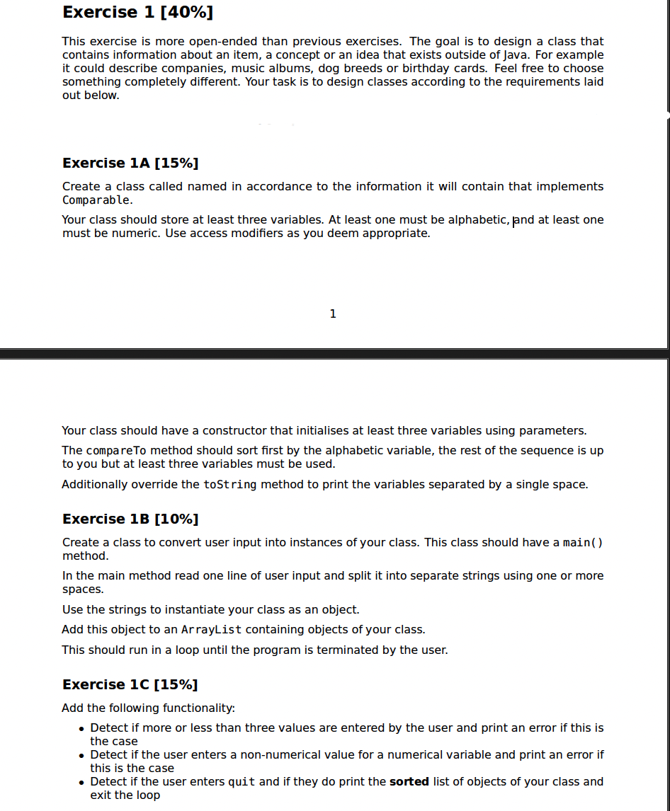 Solved Exercise 1 [40\%] ﻿This exercise is more open-ended | Chegg.com