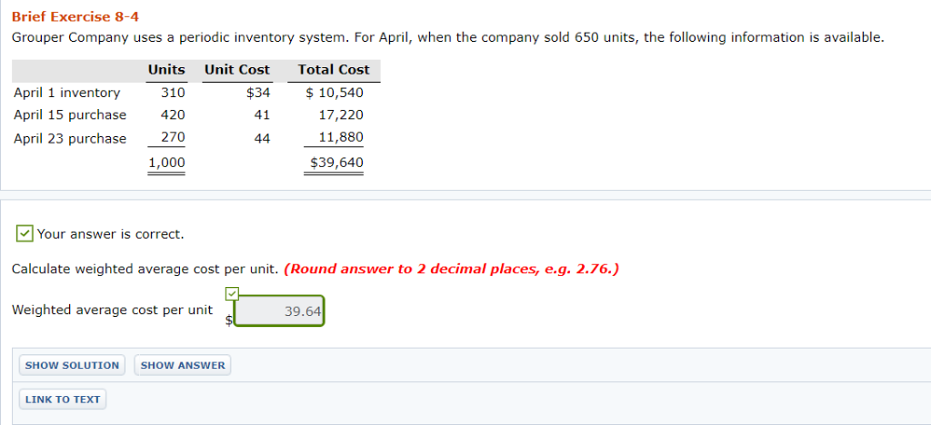 Solved Brief Exercise 8-4 Grouper Company uses a periodic | Chegg.com