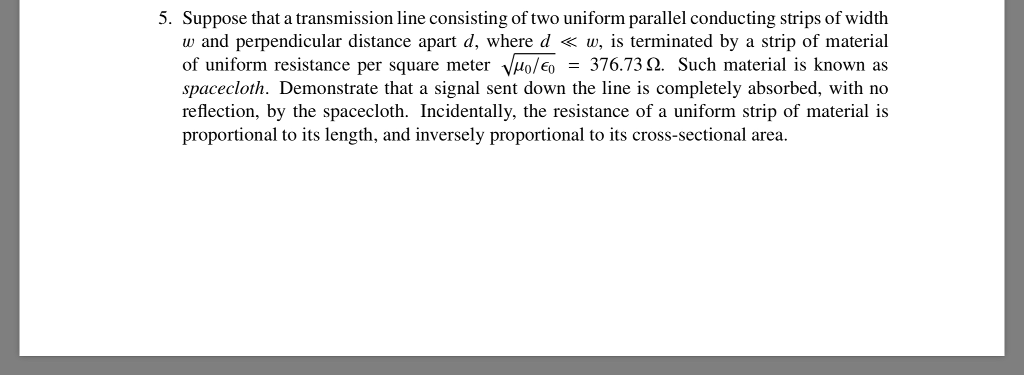 Solved 5. Suppose that a transmission line consisting of two | Chegg.com
