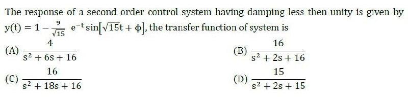 Solved 9 = V15 The response of a second order control system | Chegg.com