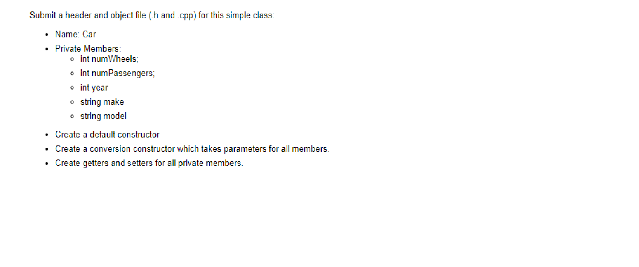 Solved Submit a header and object file (h and.cpp) for this | Chegg.com