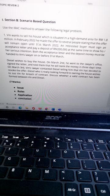 Solved TOPIC REVIEW 2 1. Section B: Scenario Based Question | Chegg.com