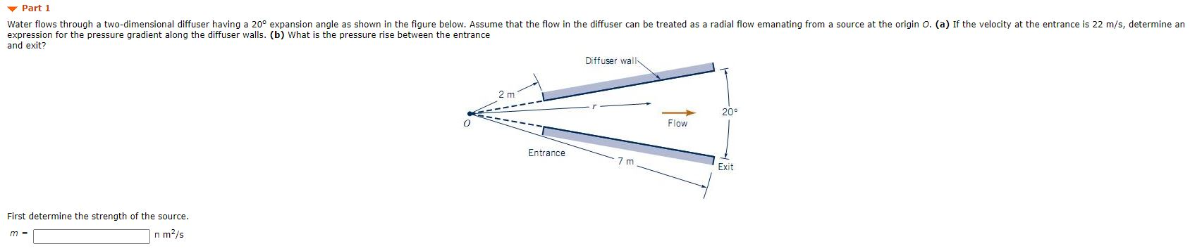 Solved Part 1 Water flows through a two-dimensional diffuser | Chegg.com