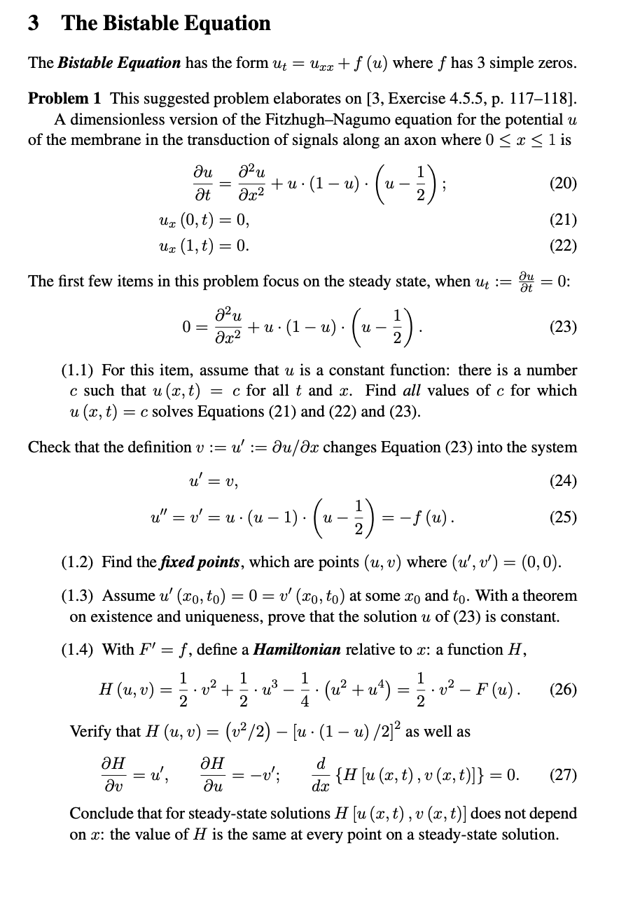 Solved The Bistable Equation The Bistable Equation has the | Chegg.com