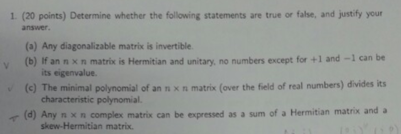 Solved 1. (20 points) Determine whether the following | Chegg.com