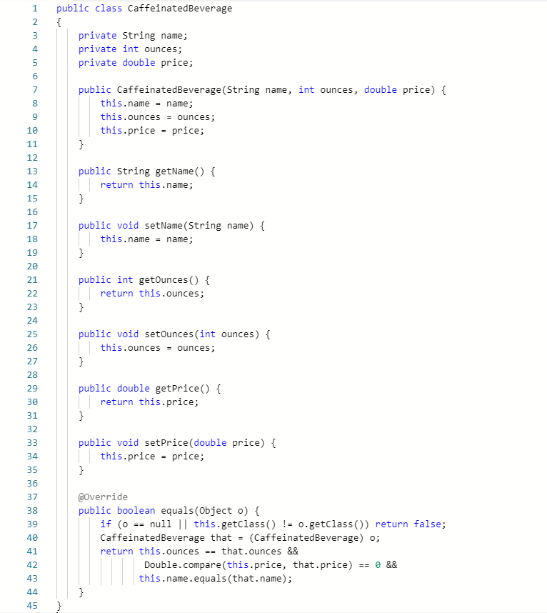 Solved Use Java code to create a Tea.class and test it on | Chegg.com