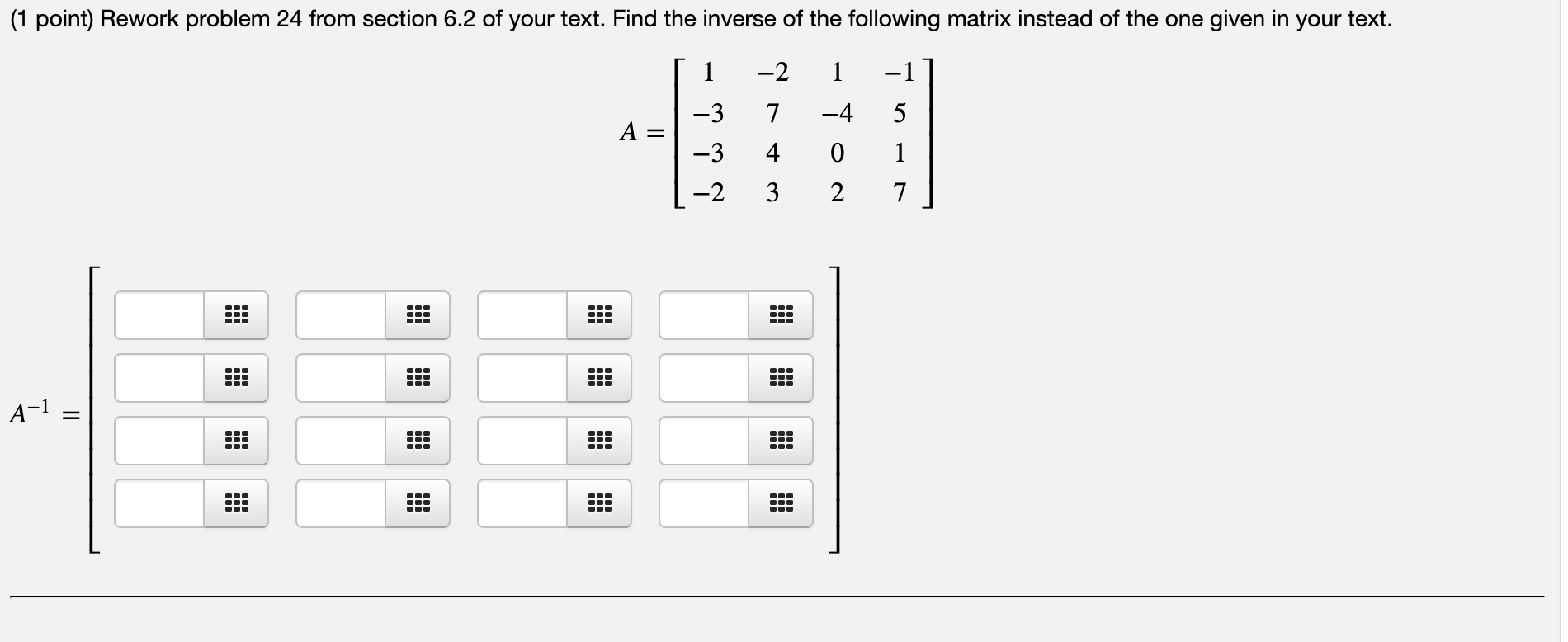 Solved (1 point) Rework problem 24 from section 6.2 of your | Chegg.com