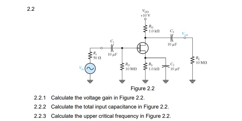 Solved 2.2 Figure 2.2 2.2.1 Calculate the voltage gain in | Chegg.com