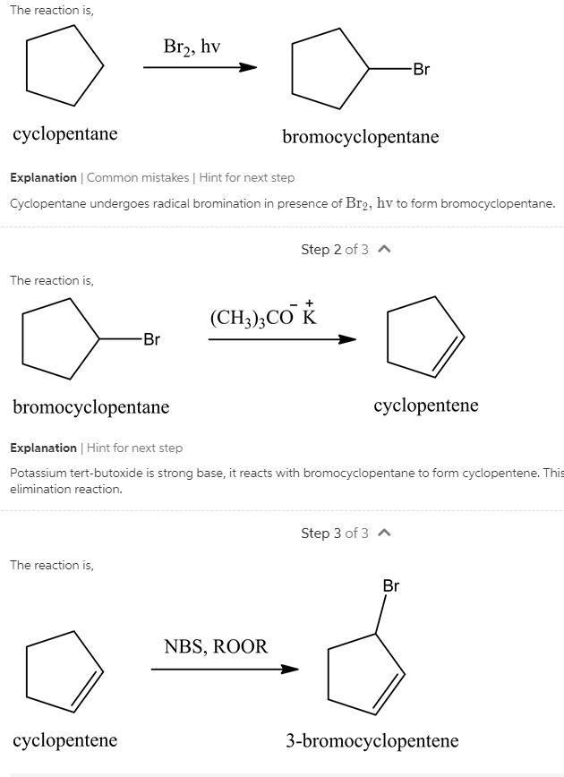 Solved A synthesis 3-bromocyclopentene from cyclopentane | Chegg.com