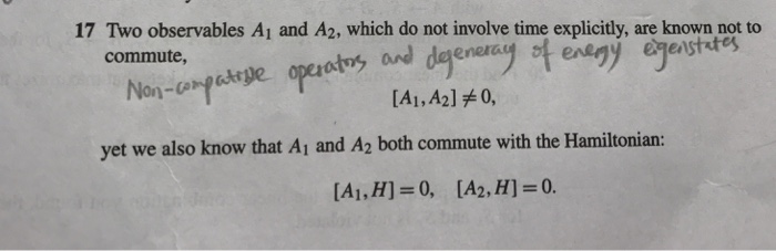 Solved 17 Two observables A1 and A2, which do not involve | Chegg.com