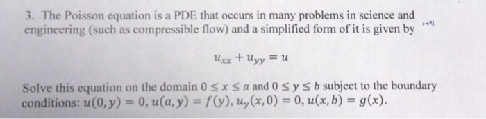 Solved 3·The Poisson equation is a PDE that occurs in many | Chegg.com